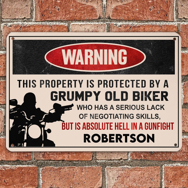 Grumpy Old Biker - Gift for a Biker - Personalized Custom Metal Sign ...